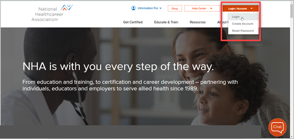 NHA portal log in screen